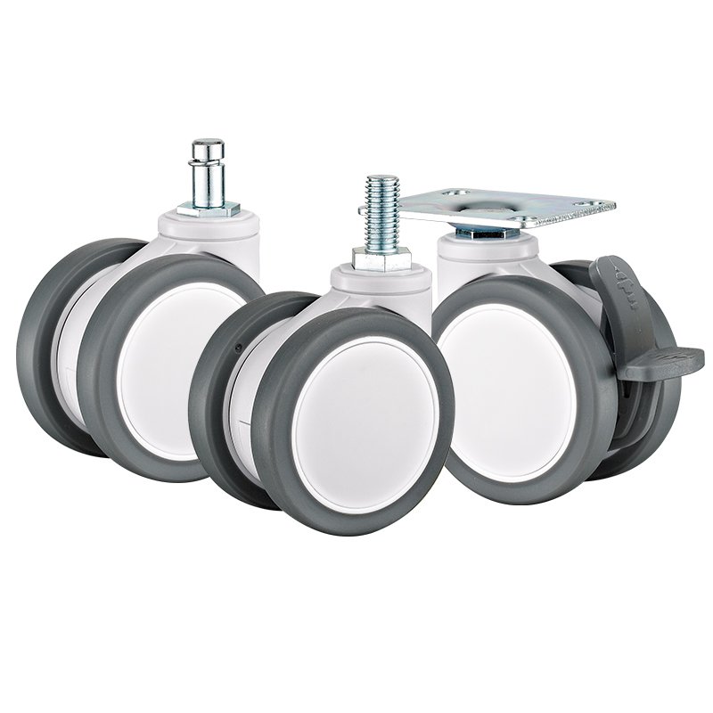 75/100/125mm Full-plastic PU medical twin caster type A